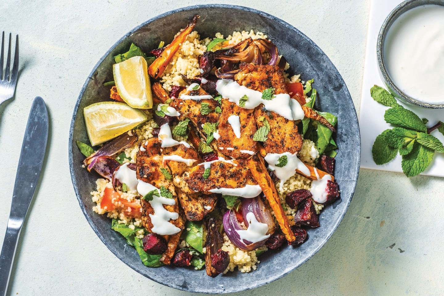 Moroccan Spiced Haloumi & Veggie Couscous Recipe | HelloFresh