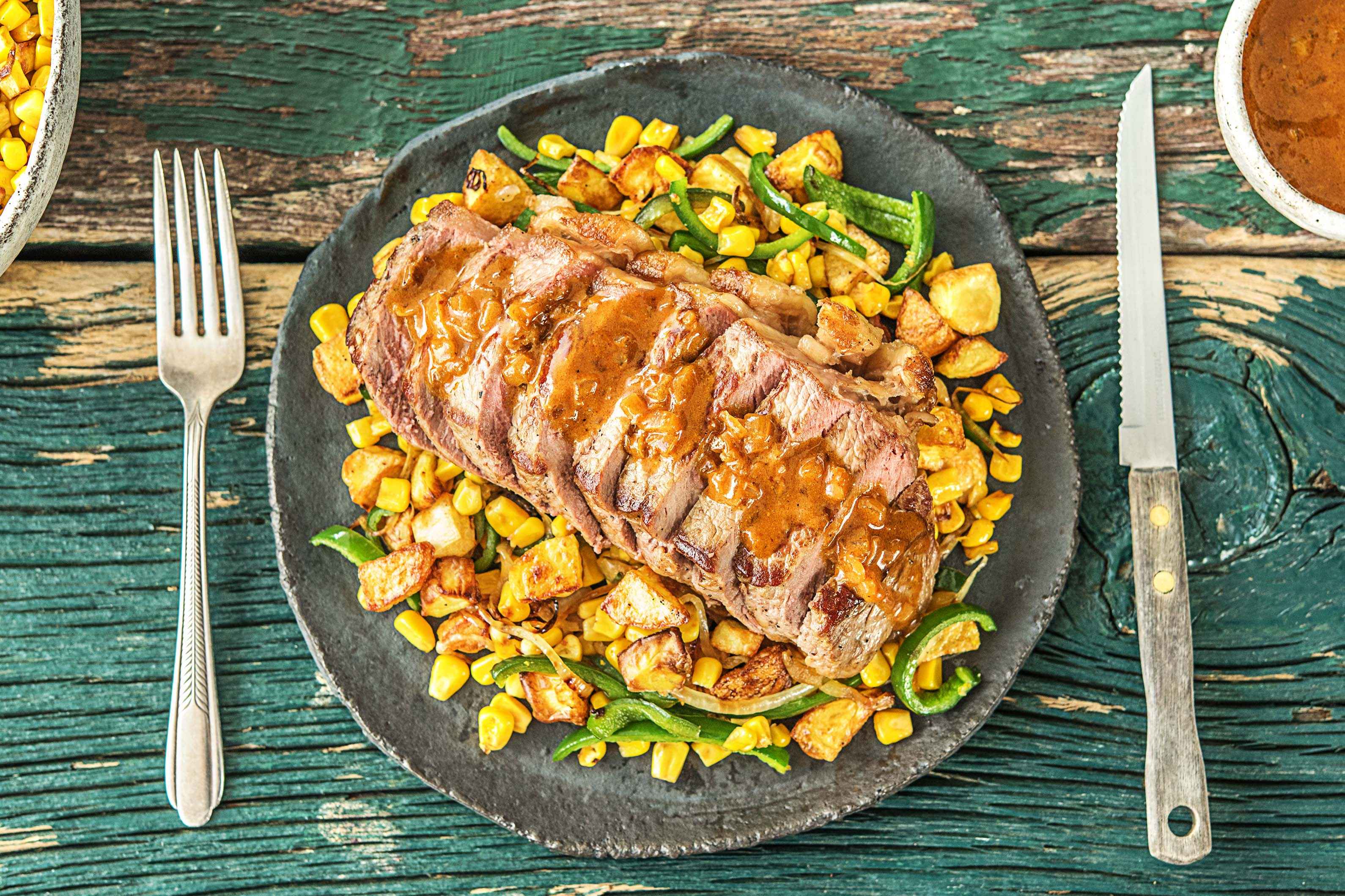 Adobo Steak with Potato Hash Recipe | HelloFresh