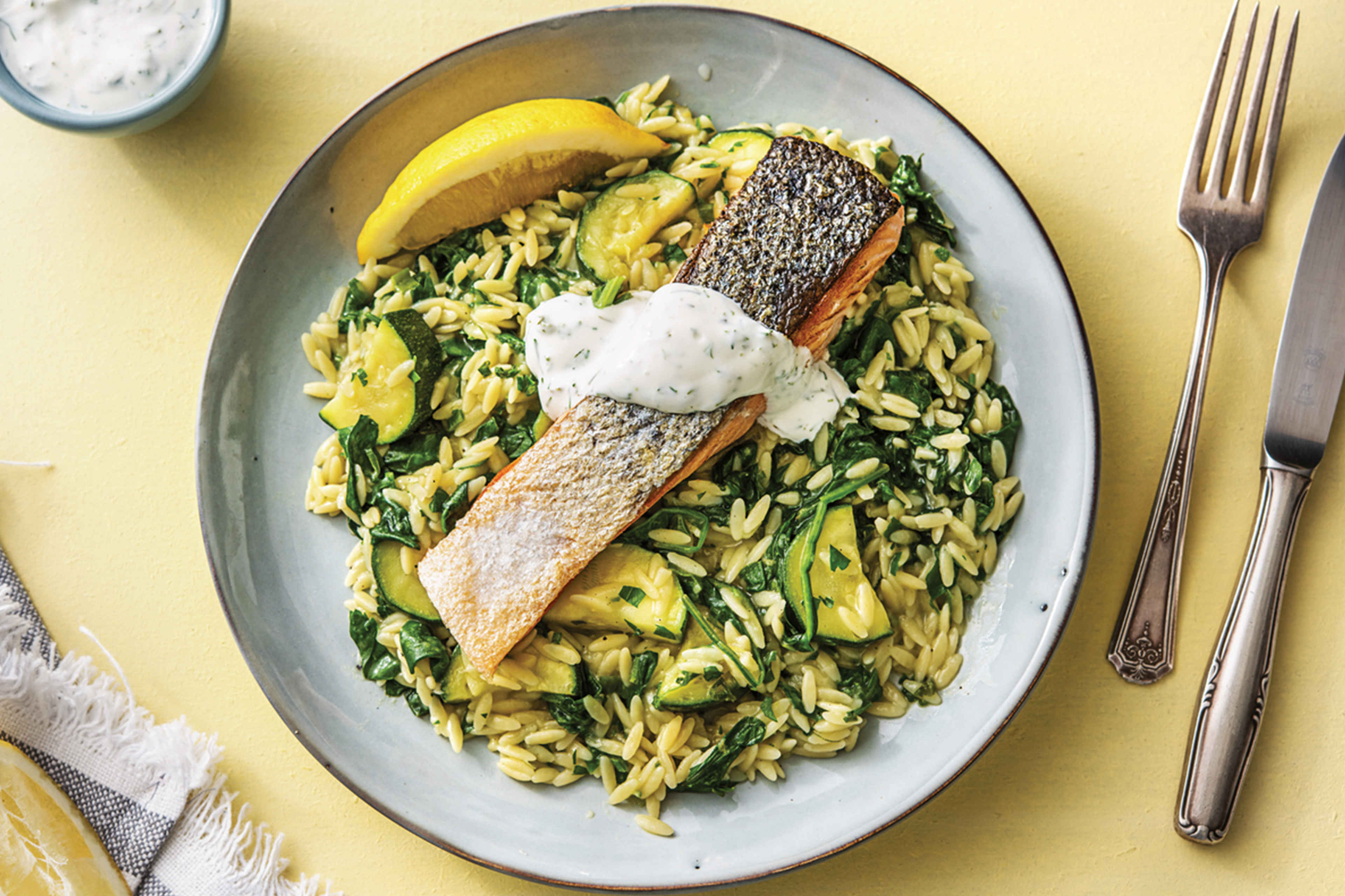 Crispy Skin Salmon with Risoni Recipe | HelloFresh