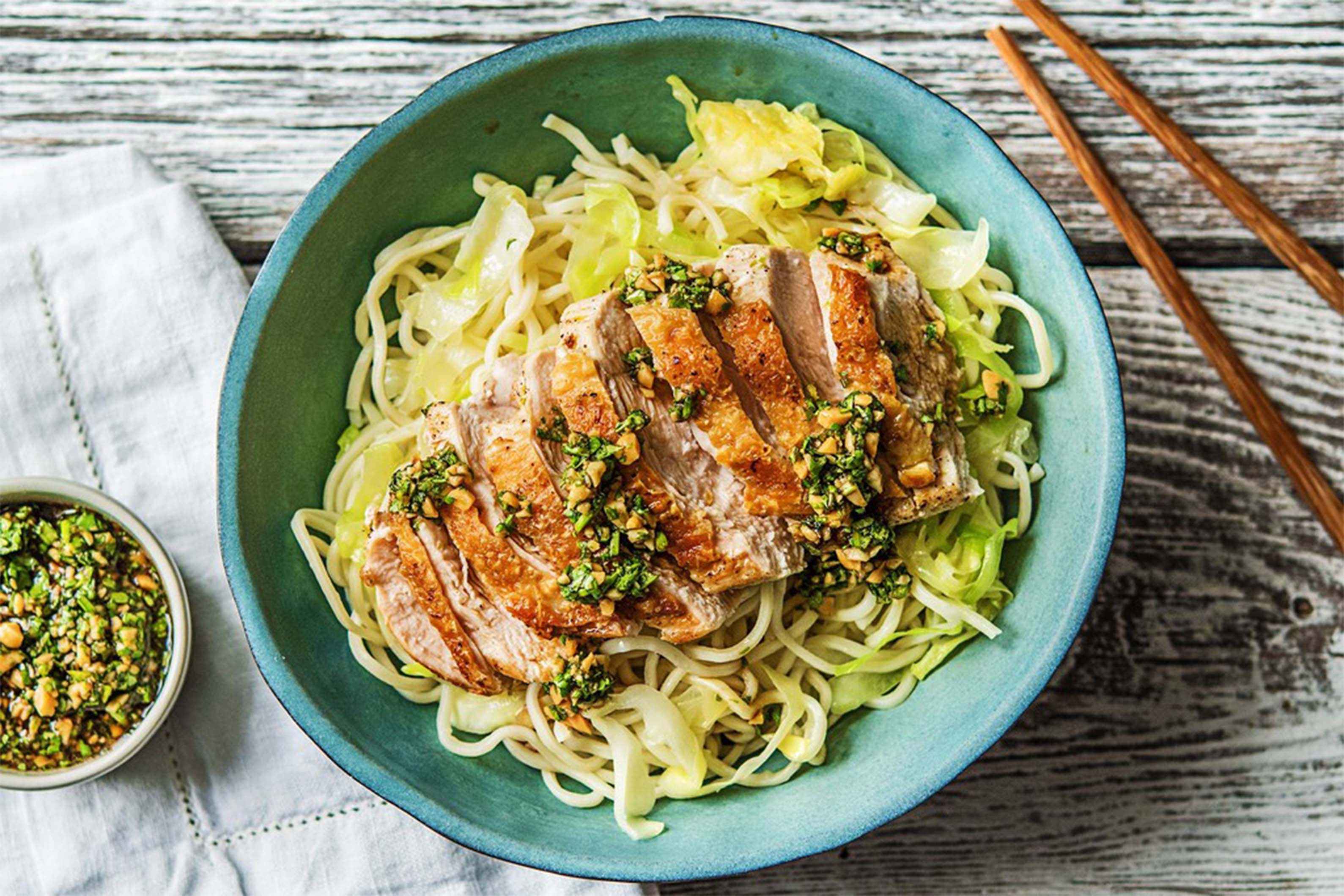 Crispy Skin Chicken with Noodles Recipe | HelloFresh