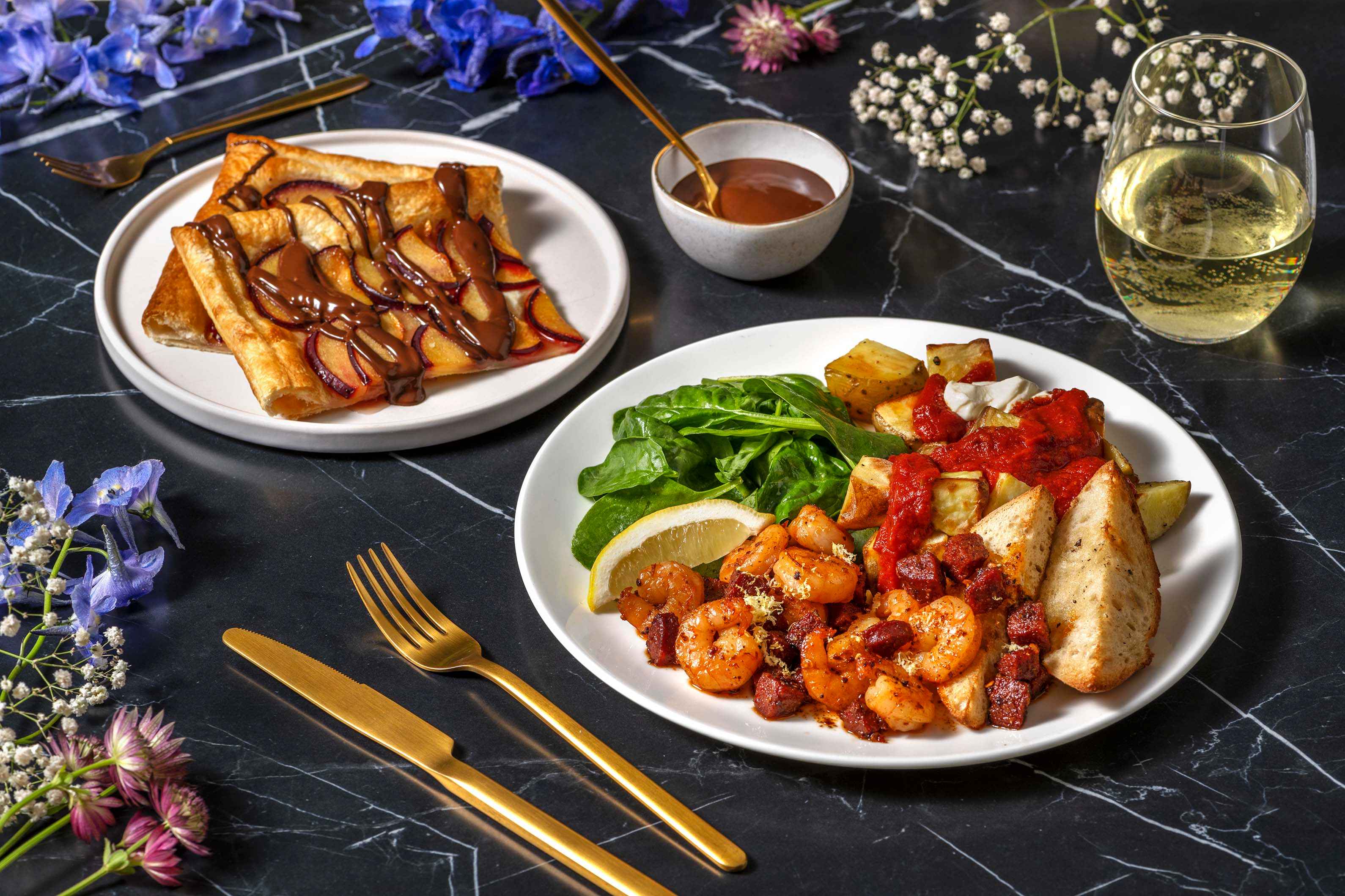 Gambas Pil Pil Style King Prawns with Chorizo and Patatas Bravas Recipe ...