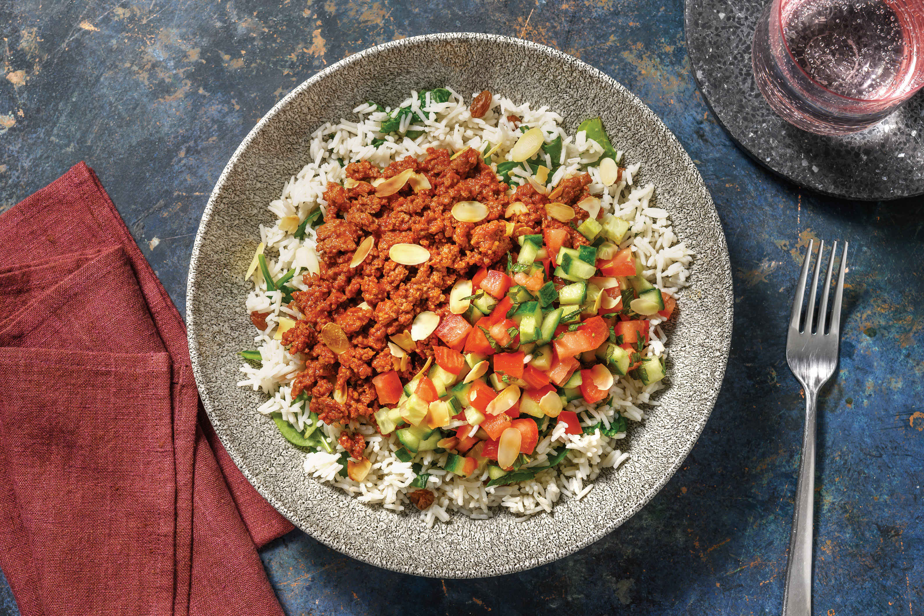 Moroccan Plant-Based Mince & Spinach Rice Recipe | HelloFresh