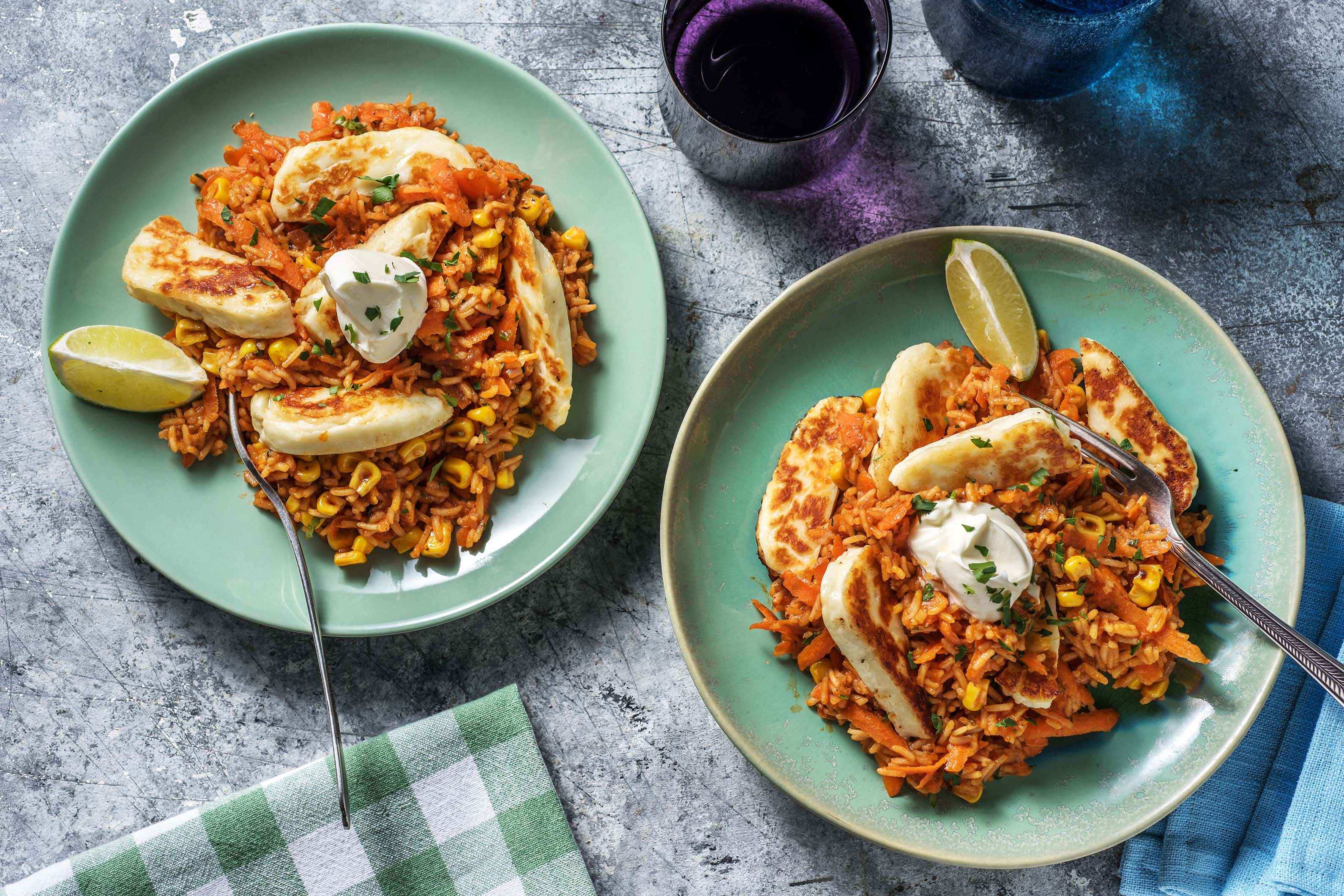Halloumi with Corn and Rice Recipe | HelloFresh