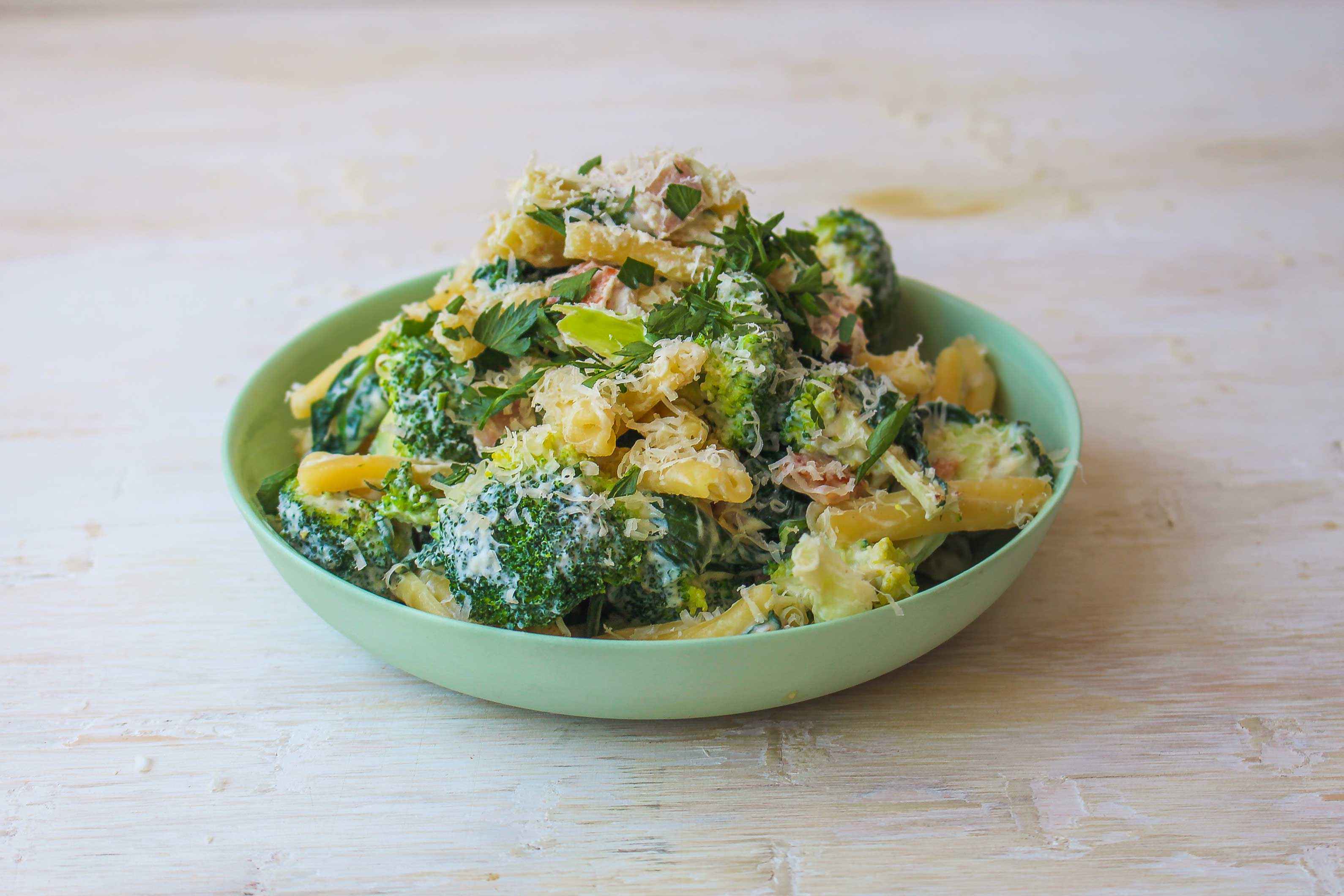 Twisted Pasta with Creamy Greens & Bacon Recipe | HelloFresh