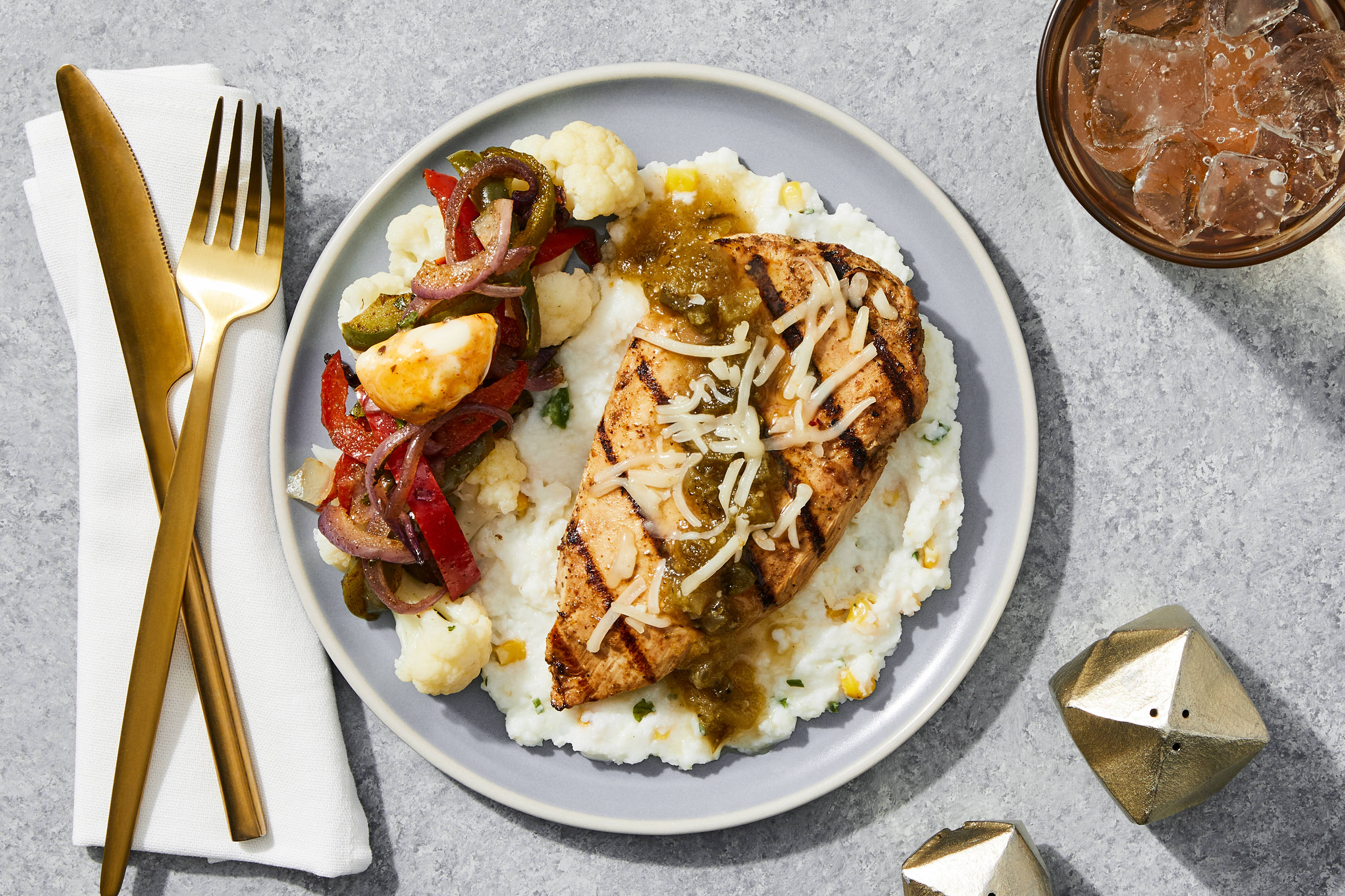 Jalapeño-Sweet Corn Polenta & Chicken with Roasted Peppers, Cauliflower ...