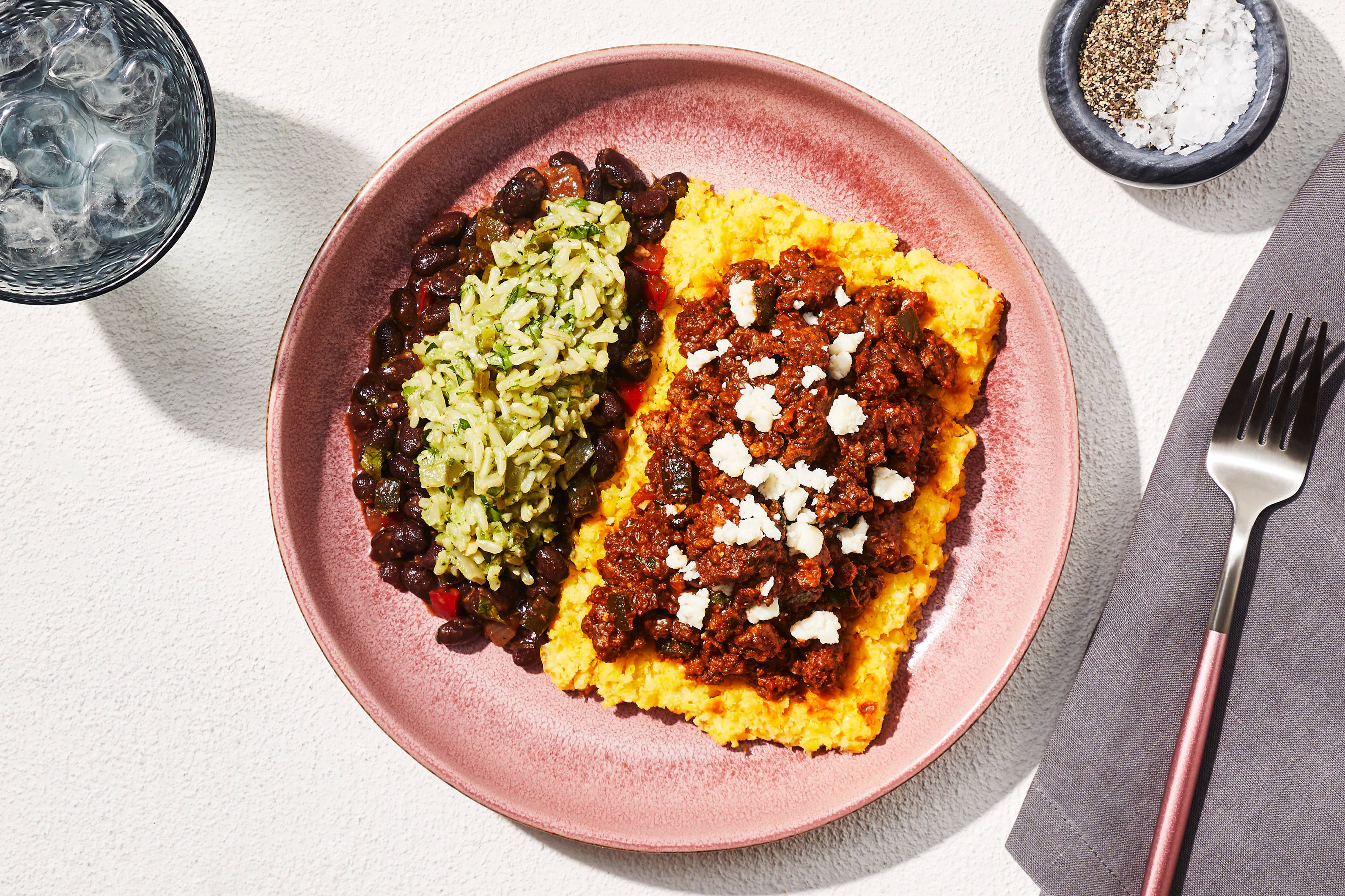 Red Chile Ground Beef Tamale Bowl with Spicy Black Beans & Cilantro ...
