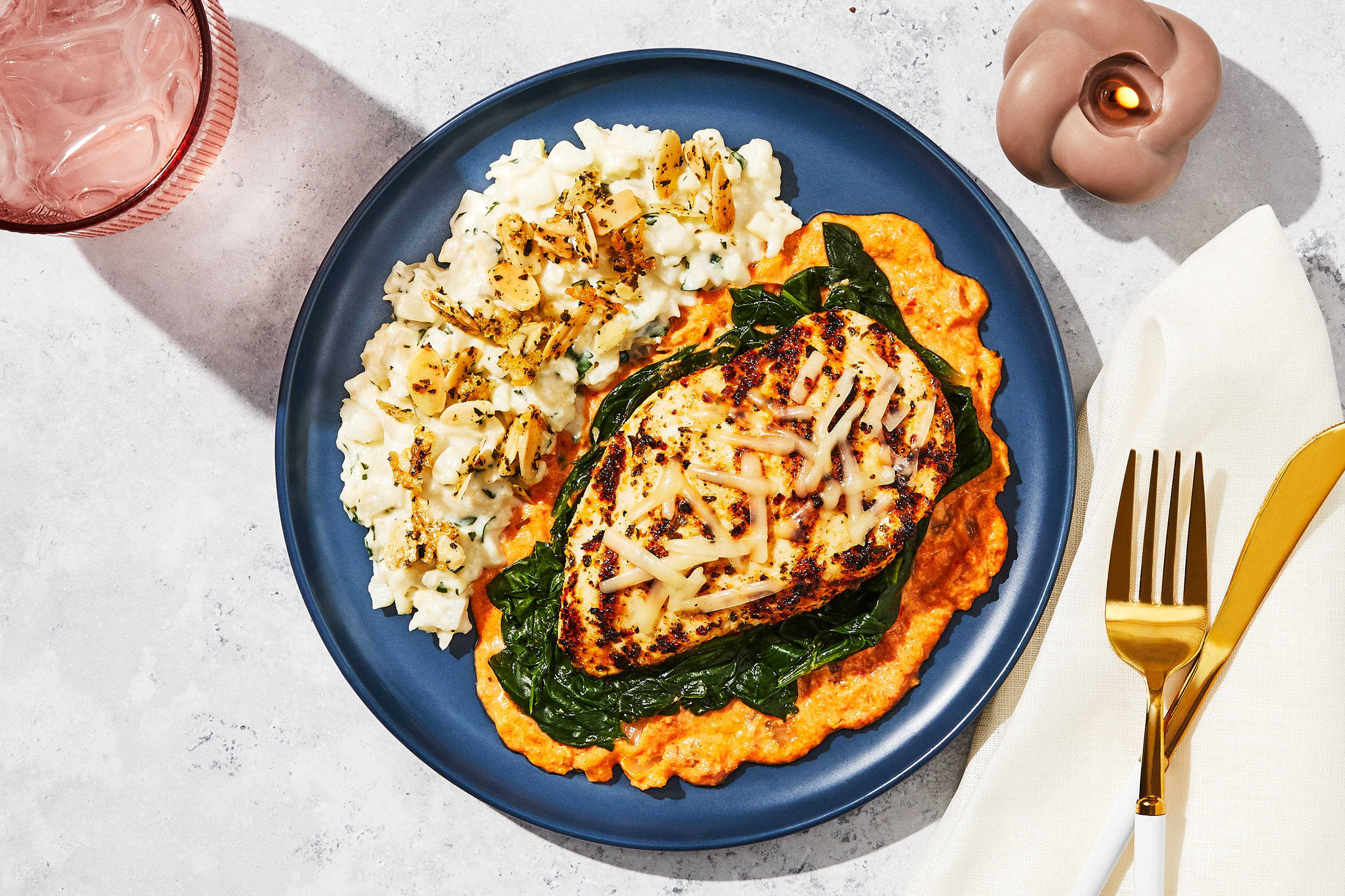 Monterey Jack & Spinach Chicken with Sun-Dried Tomato Alfredo ...