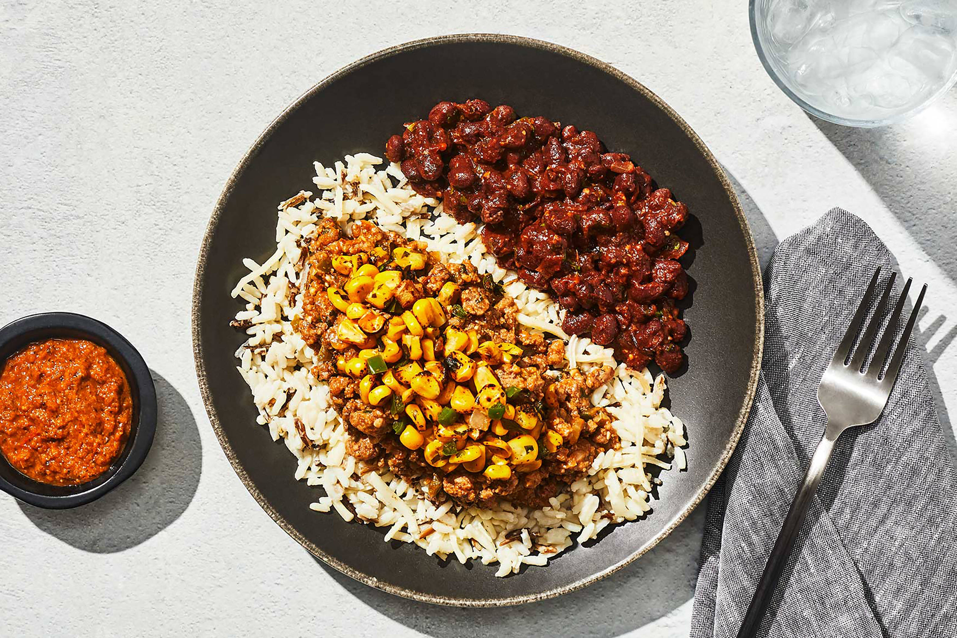 Southwest Ground Beef & Rice with Ranchero Beans & Salsa Roja - Factor