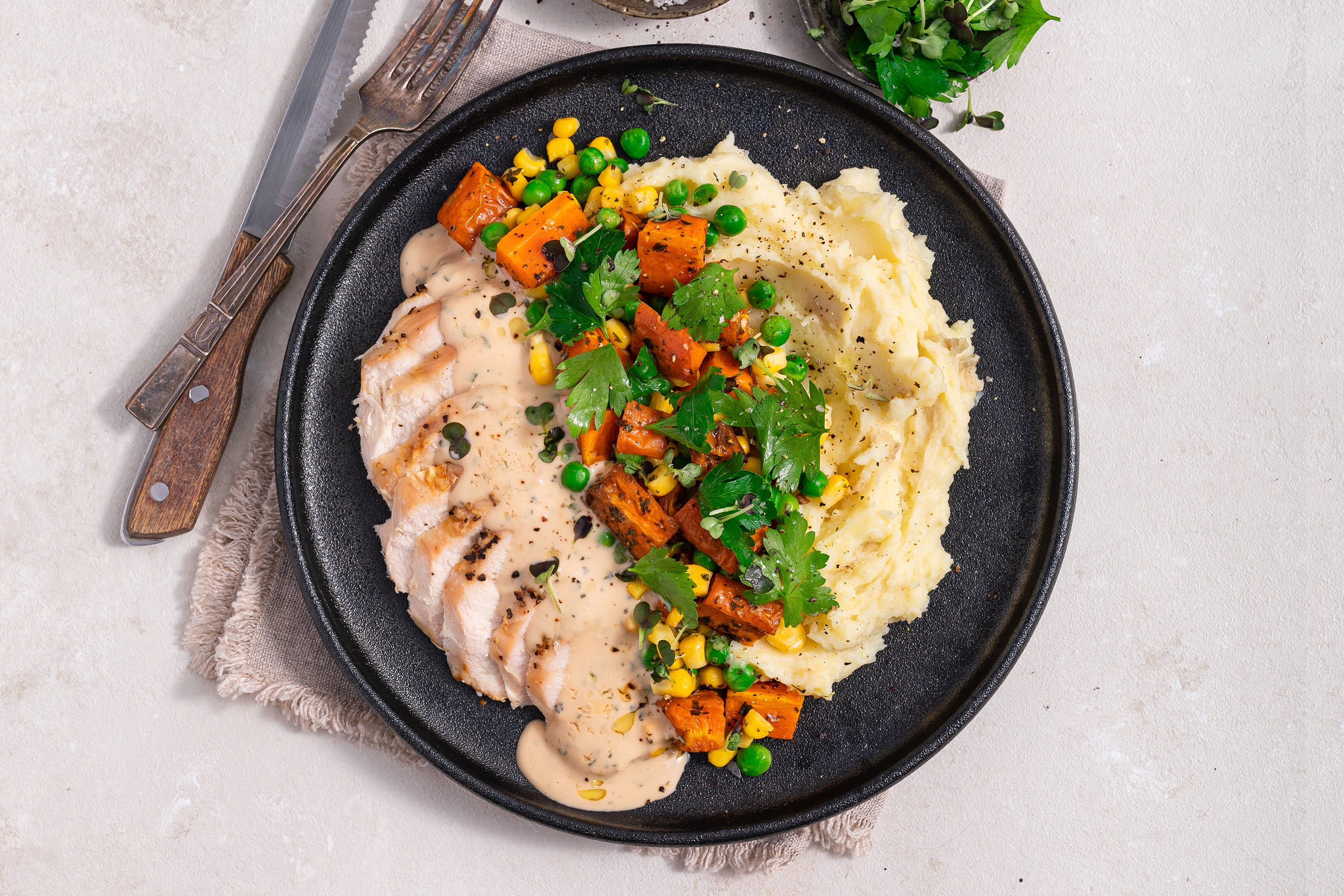 Classic Roast Chicken with Mash & Veg | Youfoodz Meal Delivery - Youfoodz