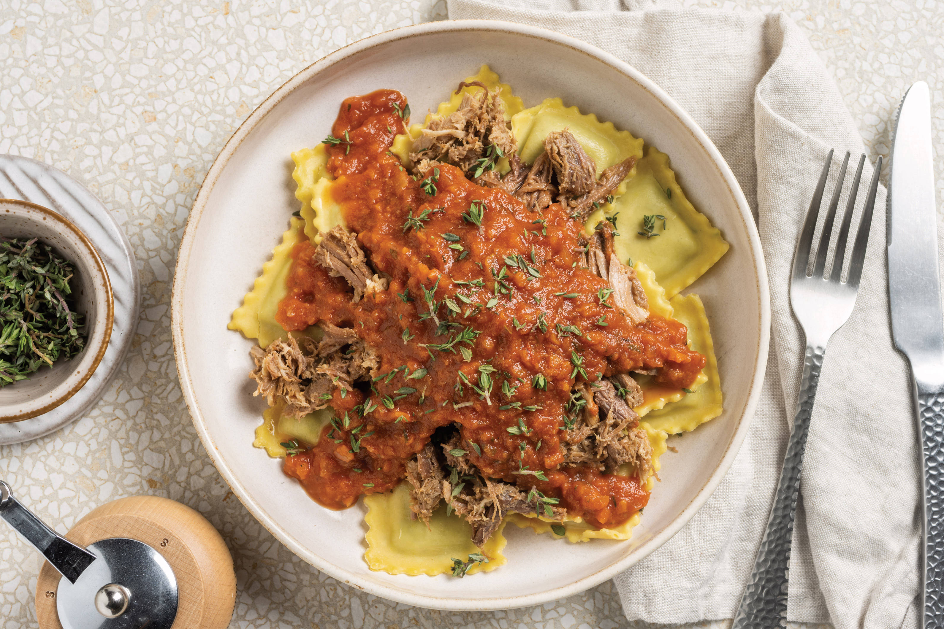 Shredded Beef Ravioli with Tomato Ragu | Youfoodz Meal Delivery - Youfoodz