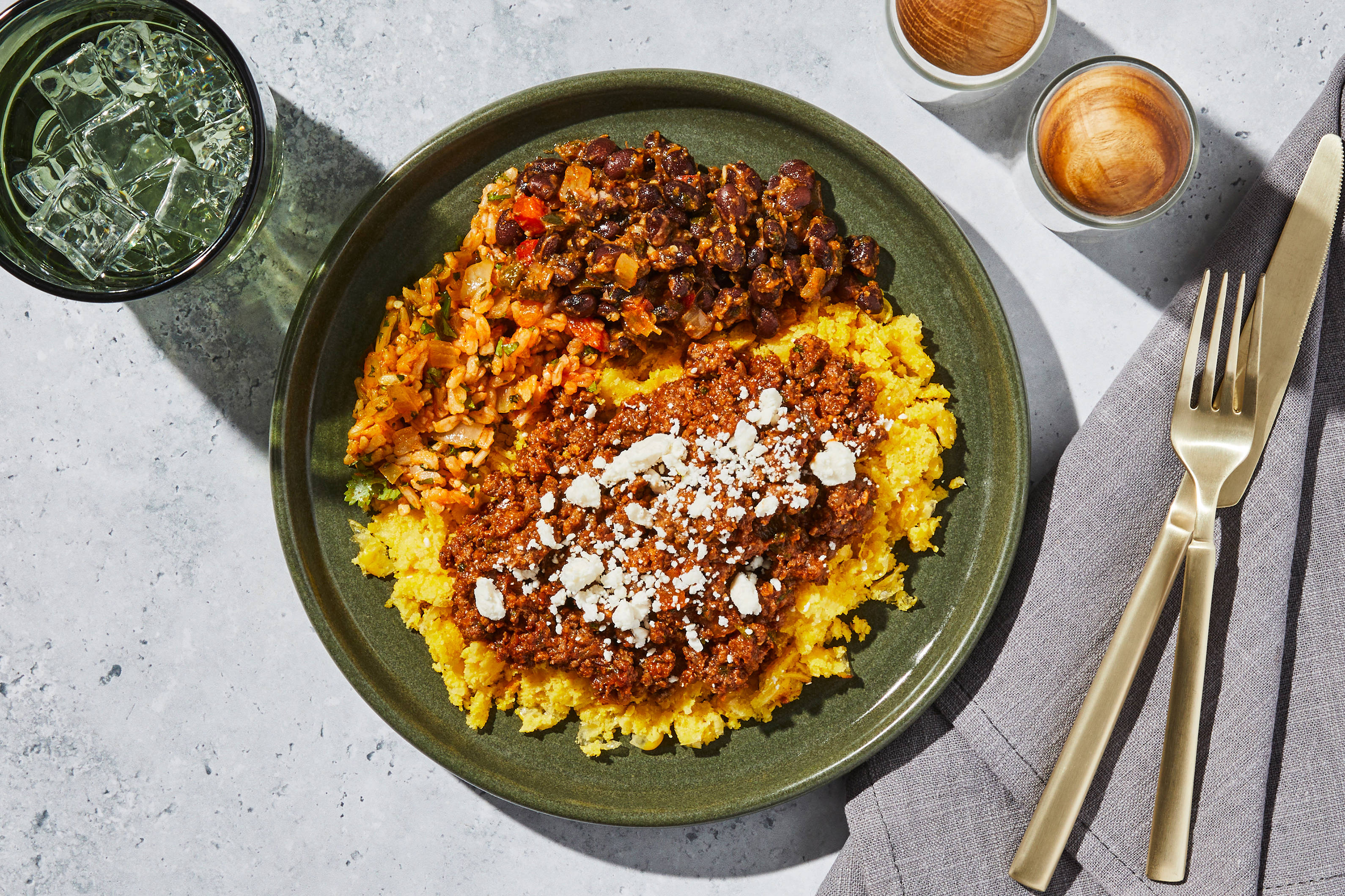 Red Chile Ground Pork Tamale Bowl with Spicy Black Beans & Cilantro ...