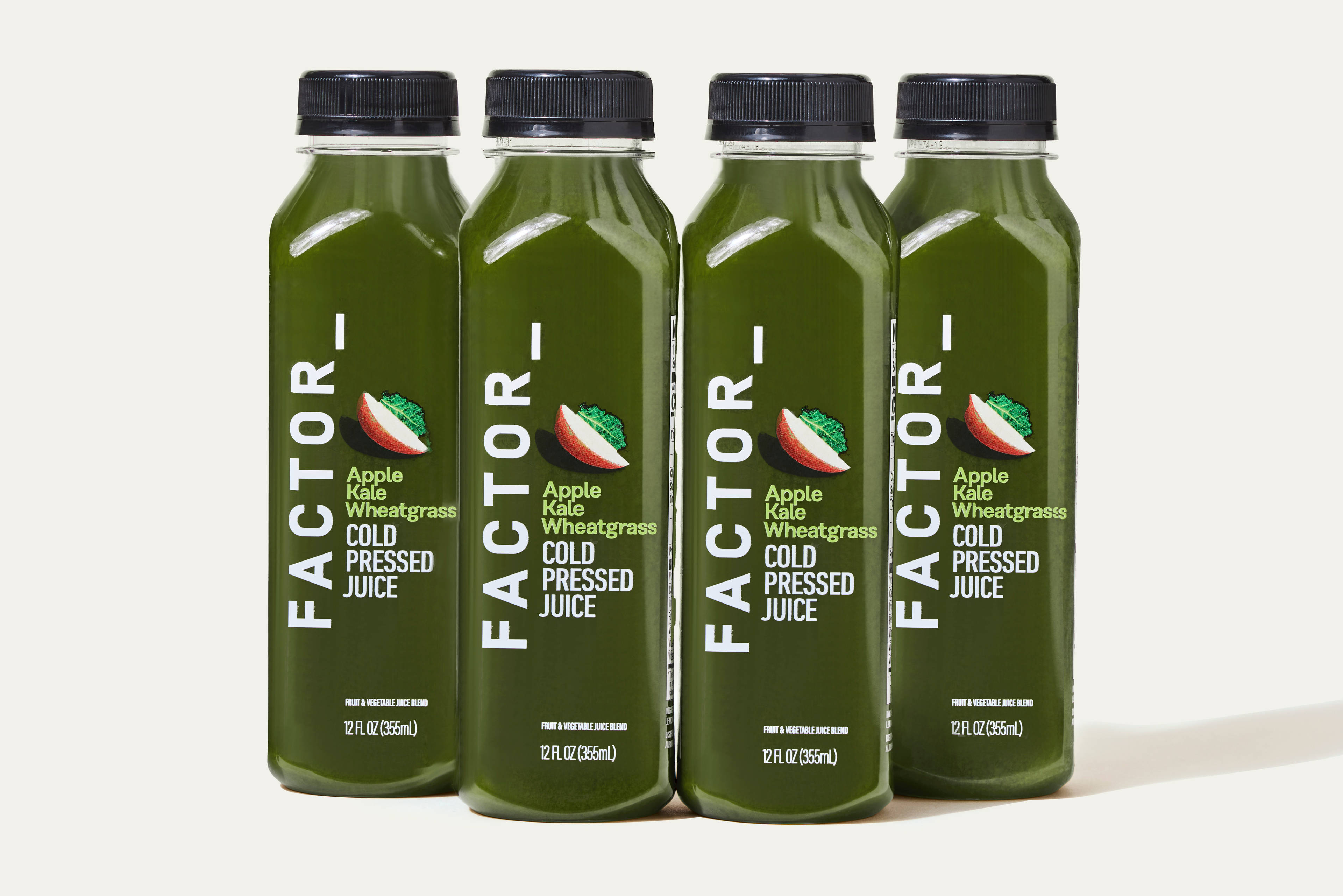 Apple Kale Wheatgrass Cold-Pressed Juice 4 Juices per Order - Factor