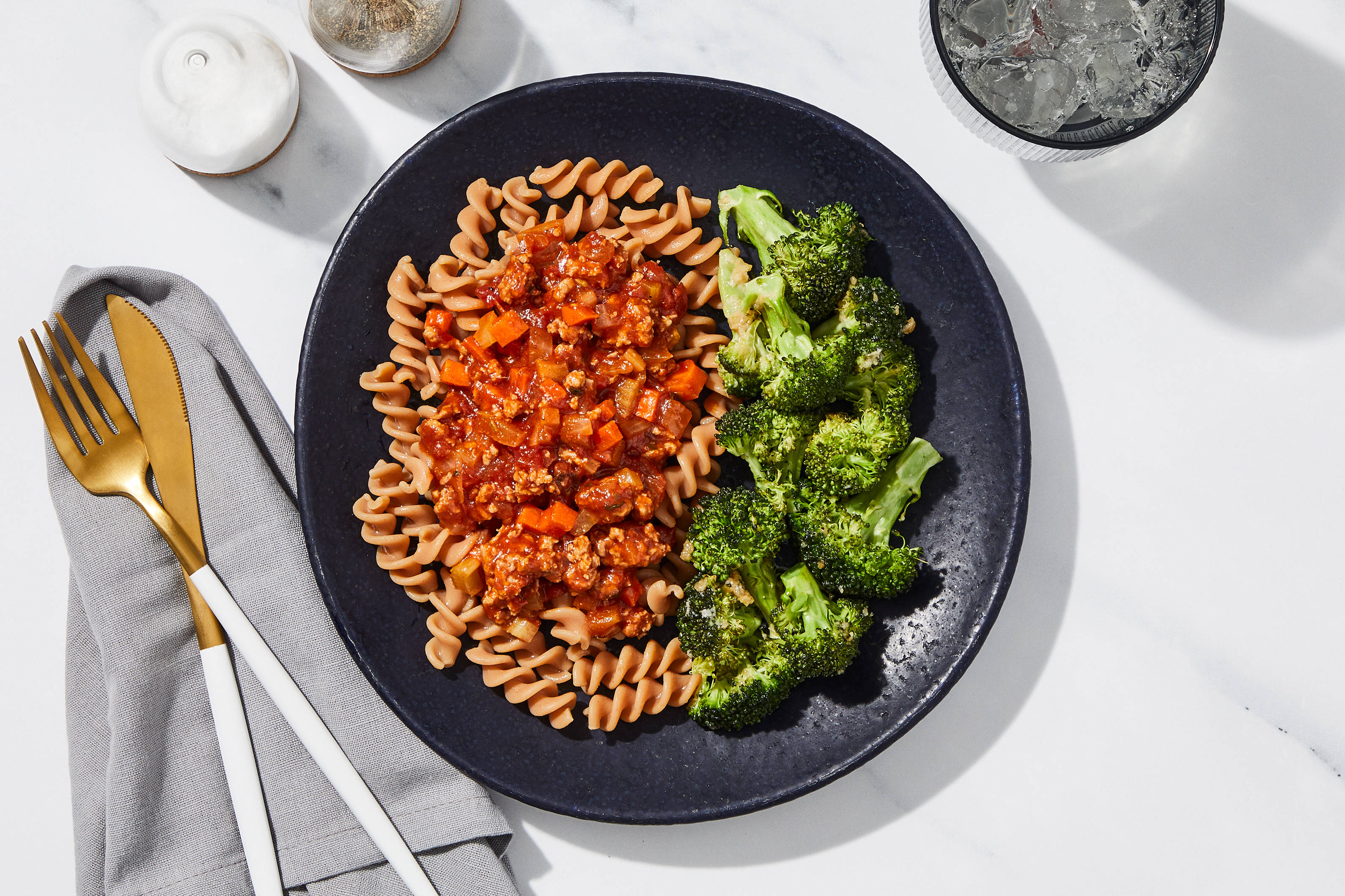 Fusilli & Italian-Style Pork Ragu with Garlic Broccoli - Factor