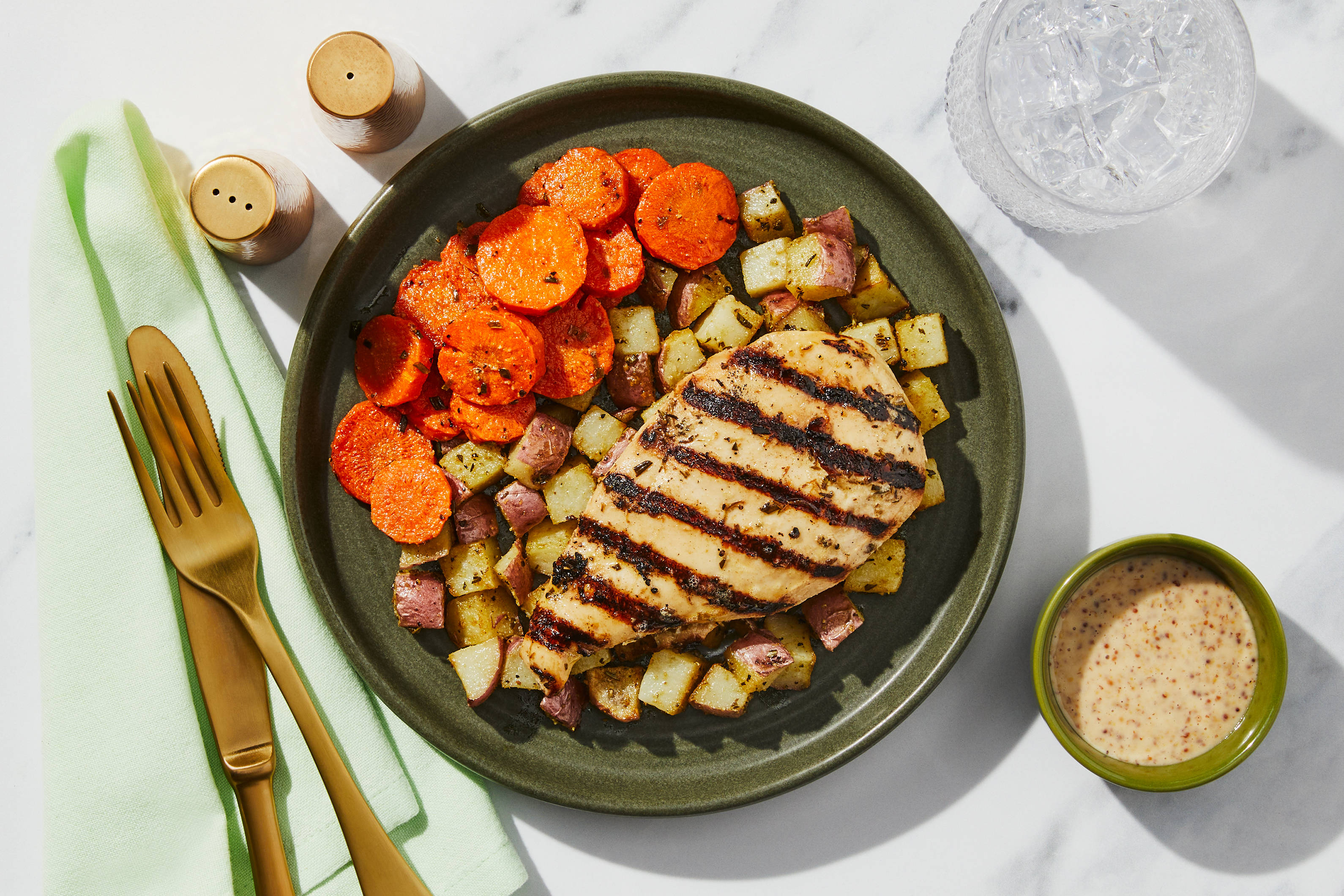 Honey Mustard Chicken with Roasted Rosemary Potatoes & Carrots - Factor