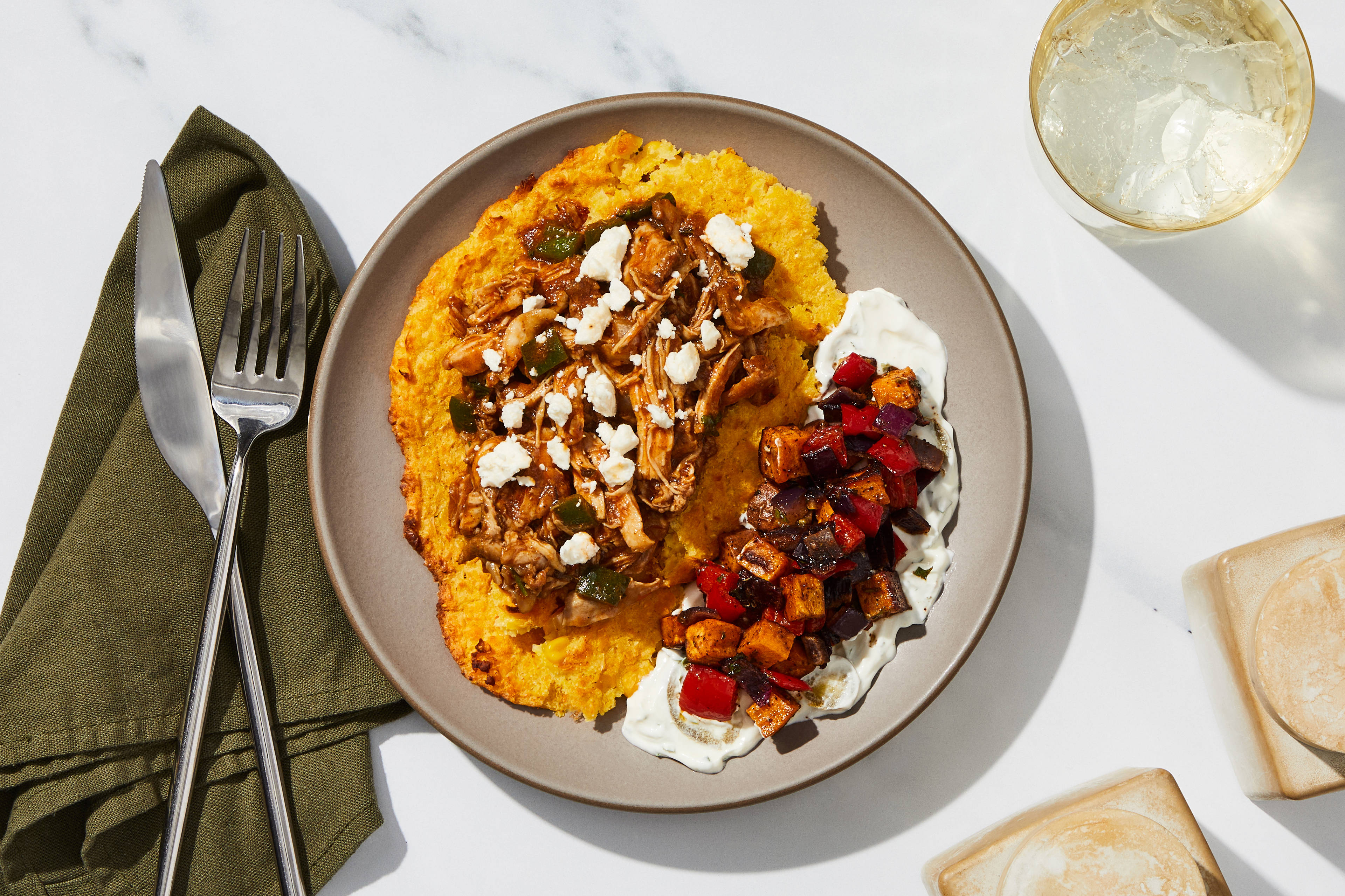 Red Chile Chicken Tamale Bowl with Spiced Sweet Potatoes & Pickled ...