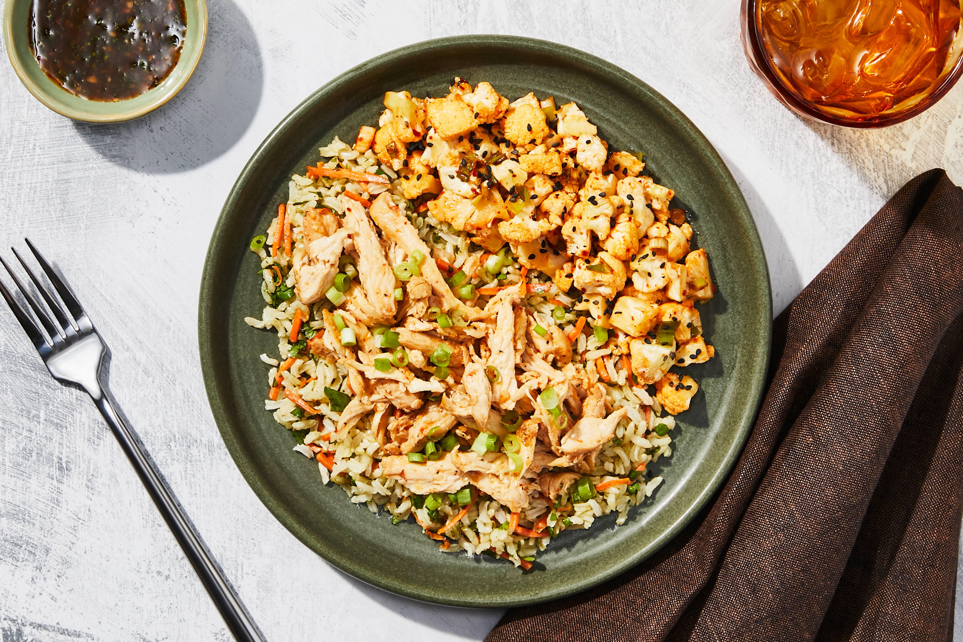 Thai-Style Shredded Chicken & Rice with Sesame Cauliflower & Nam Jim ...