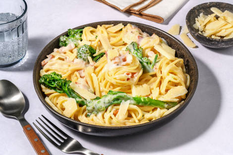 Spaghetti nach Carbonara Art mit Bacon & Bimi · HelloFresh Datenbank